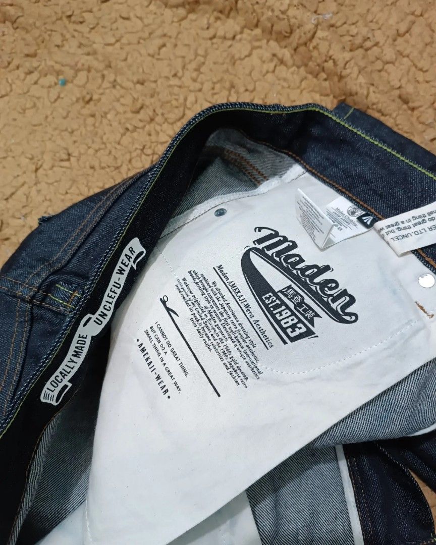 Maden Uncle Fu selvedge jeans, Men's Fashion, Bottoms, Jeans on Carousell