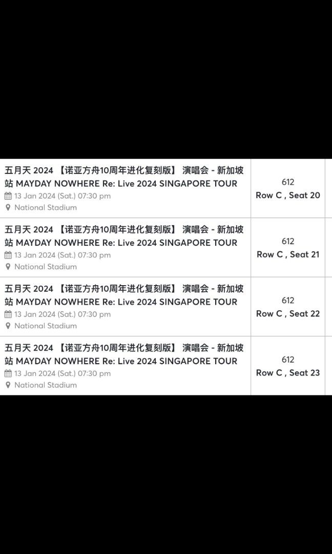 Mayday Nowhere live 2024, Tickets & Vouchers, Event Tickets on Carousell