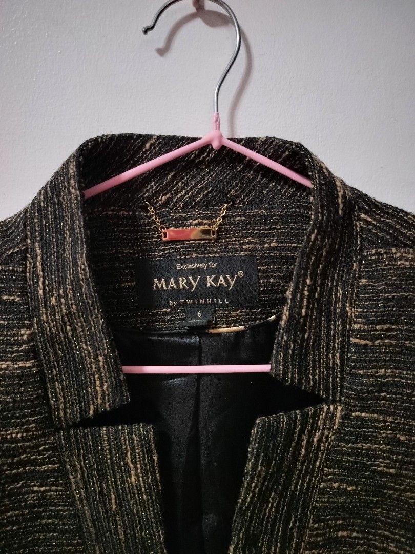MK Mary Kay by Twinhill Black and Gold Tweed Blazer Jacket, Women's ...