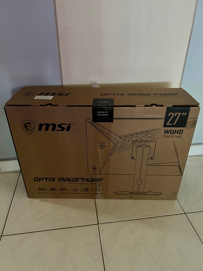 MSI Optix MAG274QRF 1440p 165hz gaming monitor, Computers & Tech, Parts ...