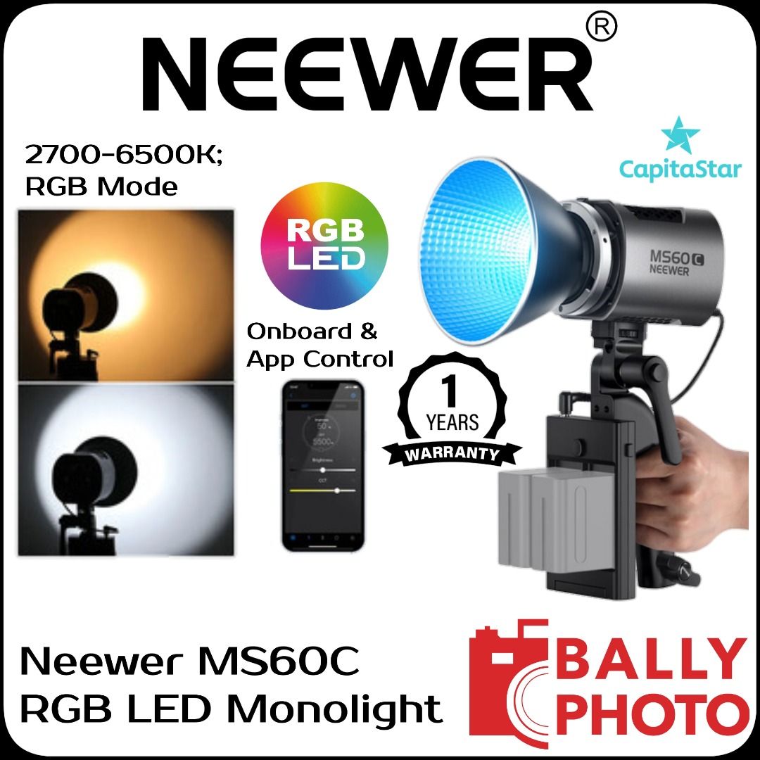 Neewer MS60C RGB LED Monolight 60C, Photography, Photography ...