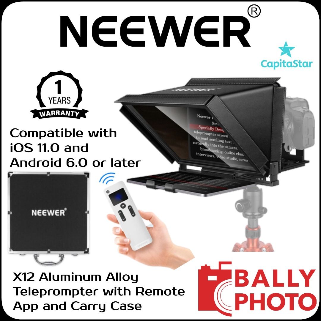 Neewer X12 Aluminum Alloy Teleprompter with Remote App and Carry Case ...