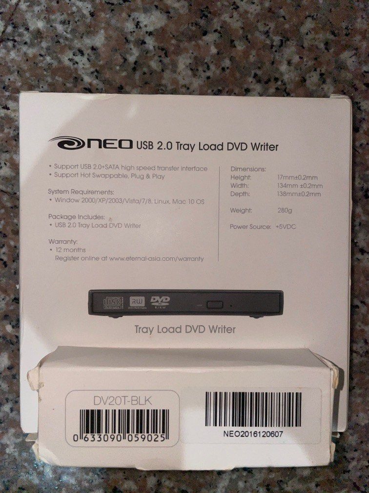 NEO USB 2.0 Tray Load DVD Writer, Computers & Tech, Parts & Accessories ...