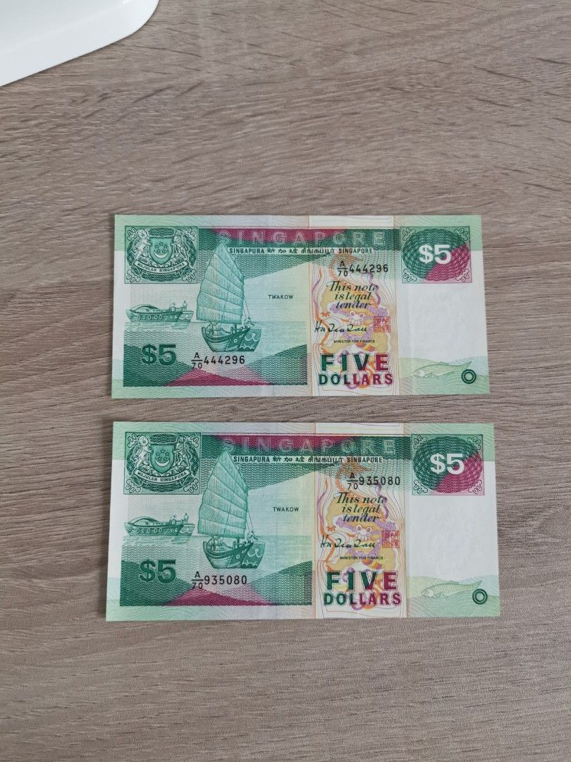 Old Singapore 5 dollars note, Hobbies & Toys, Memorabilia ...