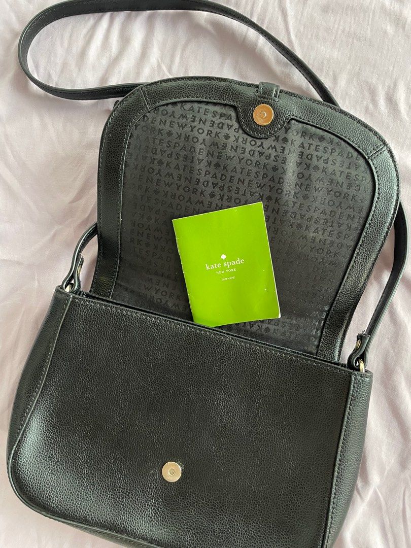 Original Kate Spade Black Leather Sling Bag, Women's Fashion, Bags ...