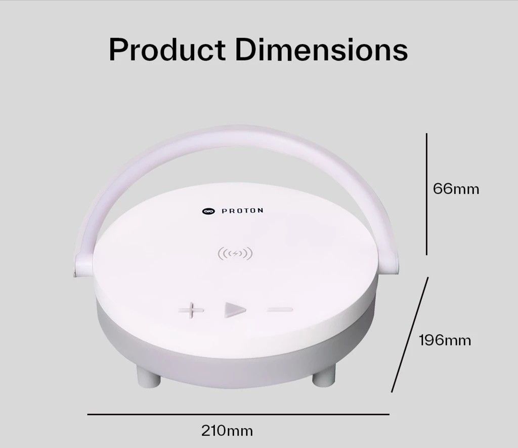 Proton Brightstand Bluetooth Speaker, Wireless Charger and Lamp, Audio ...