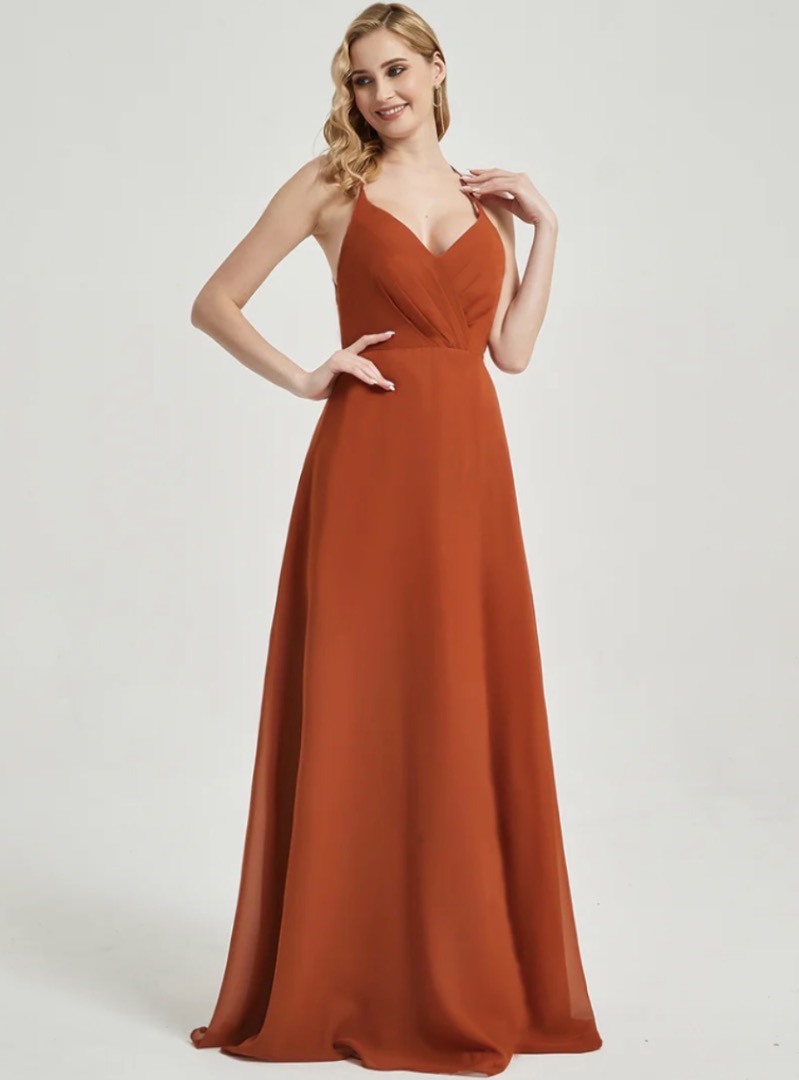 Rust color long dress/gown, Women's Fashion, Dresses & Sets, Evening ...