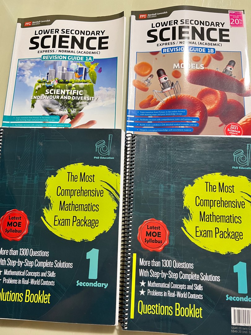 Science revision guide, sec 1 comprehensive maths exam package, Hobbies ...