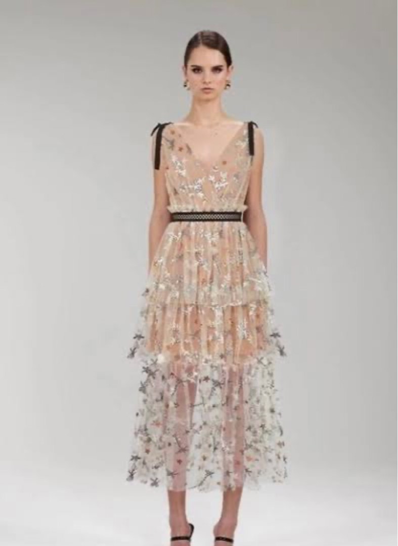 Self portrait embroidered layered dress, Women's Fashion, Dresses ...