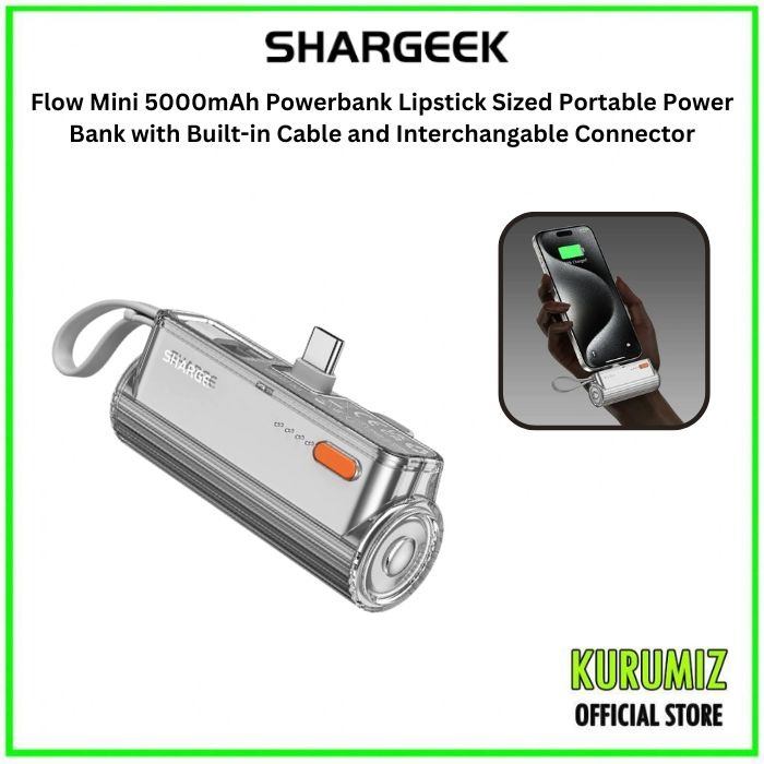 Shargeek Flow Mini 5000mAh Powerbank Lipstick Sized Portable Power Bank ...
