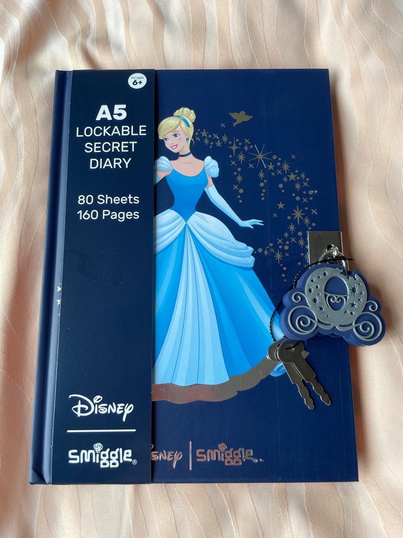 Smiggle Cinderella A5 Lockable Secret Diary, Hobbies & Toys, Stationery ...