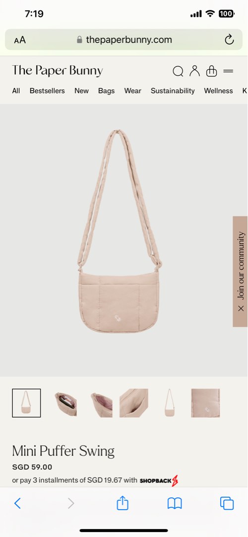 The paper bunny mini puffer swing in plush ballet, Women's Fashion ...