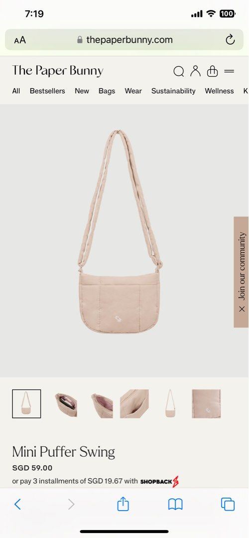 The paper bunny mini puffer swing in plush ballet, Women's Fashion ...