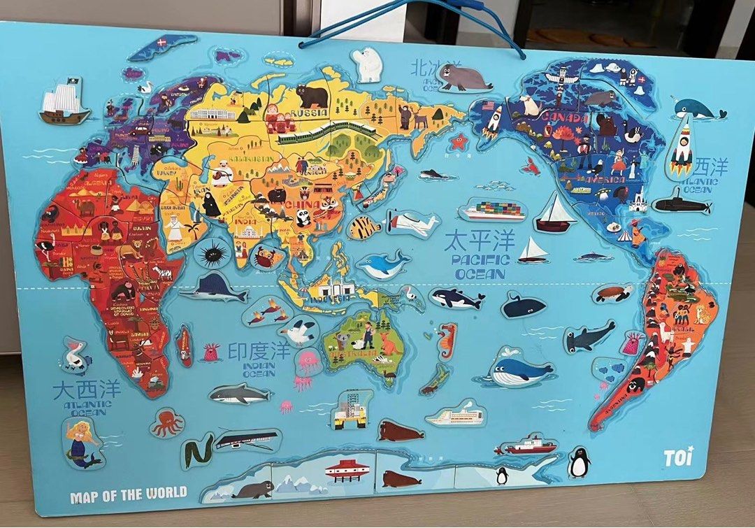 TOI magnetic world map puzzle, Hobbies & Toys, Toys & Games on Carousell