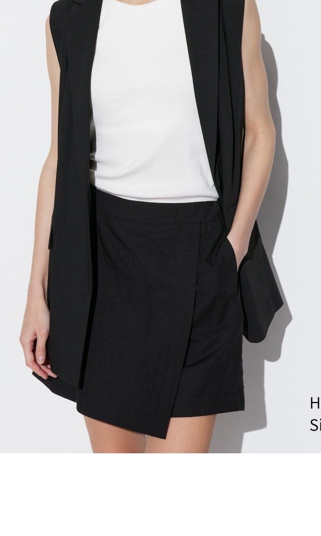Uniqlo Skort Linen Blend Black, Women's Fashion, Bottoms, Skirts on ...