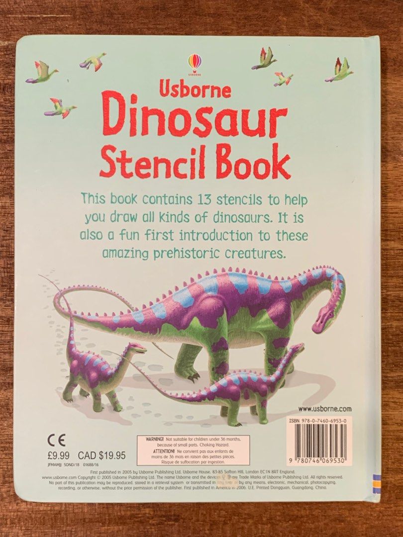 Usborne Dinosaur Stencil Book ; This book contains 13 stencils to help ...