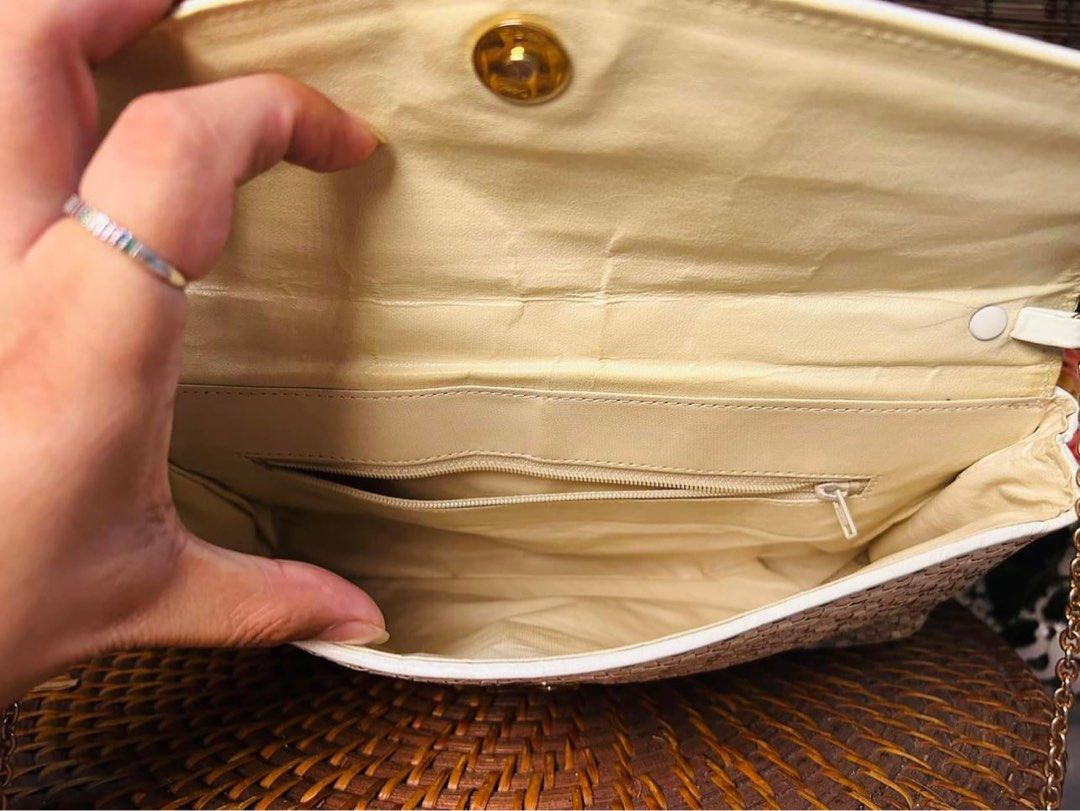 Woven White BANIG, INTERLACE GENUINE LEATHER with CHAIN JAPAN BAG ...