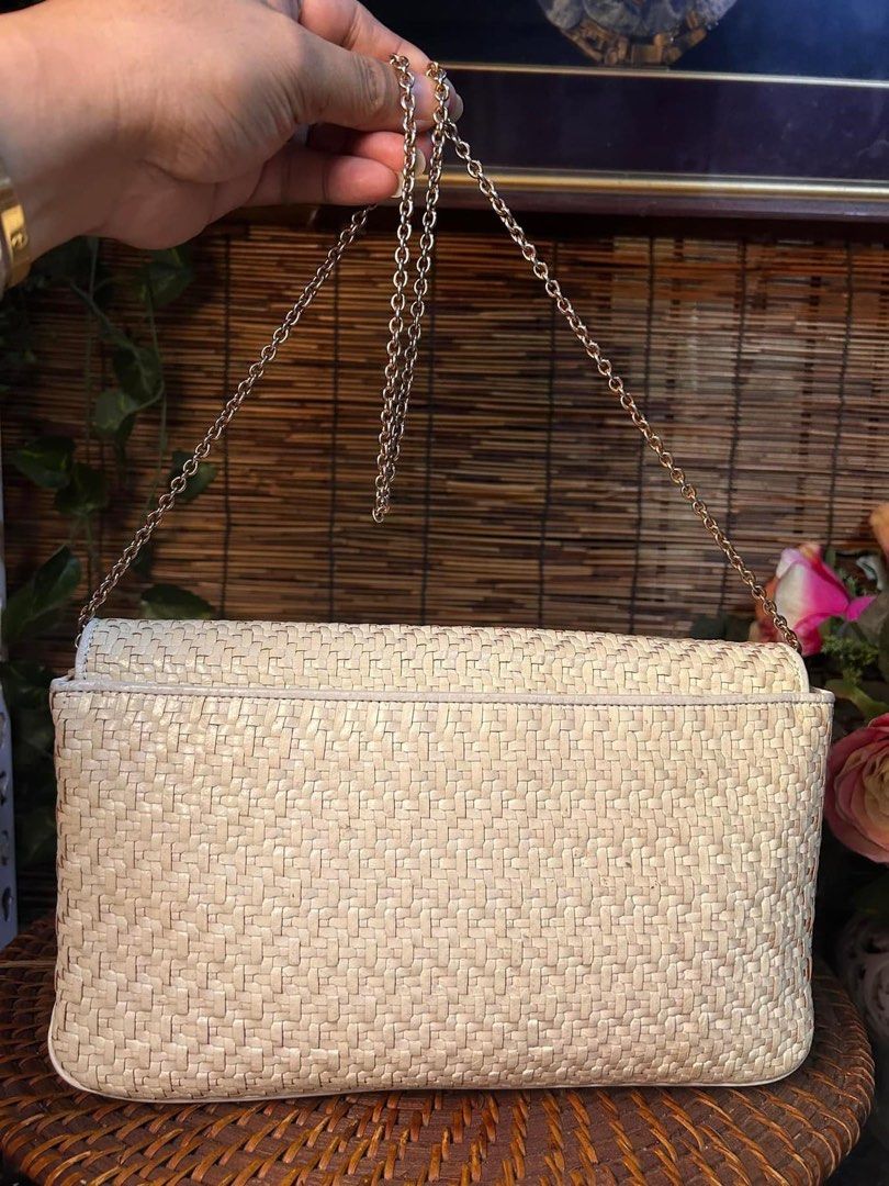 Woven White BANIG, INTERLACE GENUINE LEATHER with CHAIN JAPAN BAG ...
