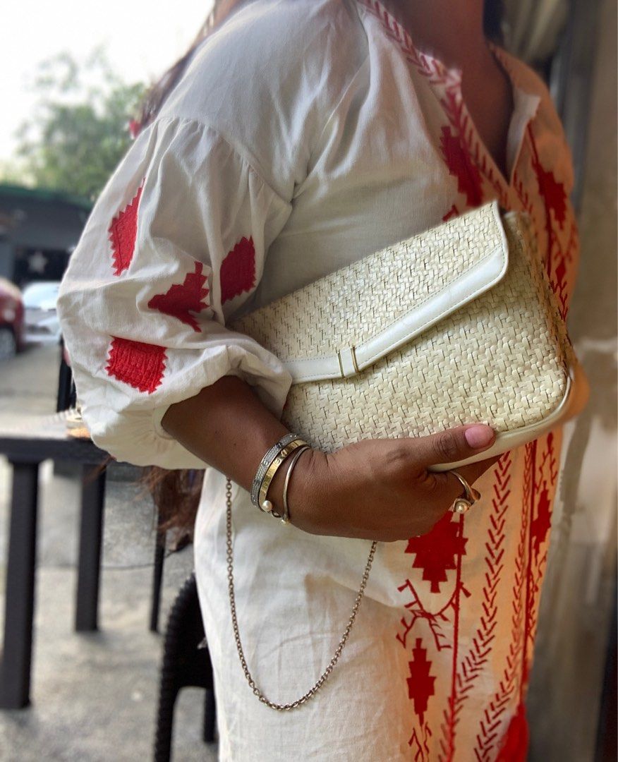 Woven White BANIG, INTERLACE GENUINE LEATHER with CHAIN JAPAN BAG ...
