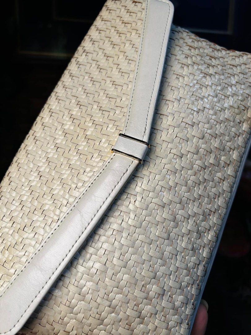 Woven White BANIG, INTERLACE GENUINE LEATHER with CHAIN JAPAN BAG ...