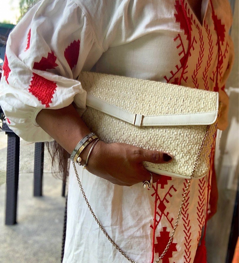 Woven White BANIG, INTERLACE GENUINE LEATHER with CHAIN JAPAN BAG ...
