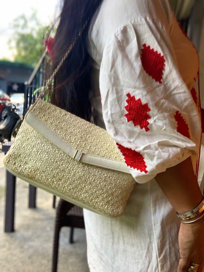 Woven White BANIG, INTERLACE GENUINE LEATHER with CHAIN JAPAN BAG ...