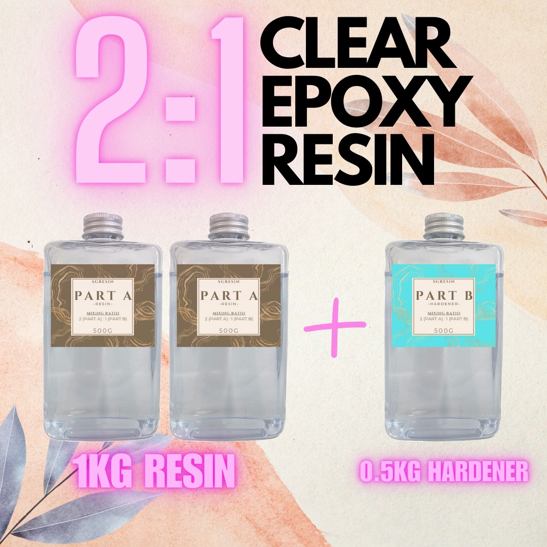 2:1 Ratio. 1.5KG Clear Epoxy Resin A+B. Arts & Craft Resin Glue ...