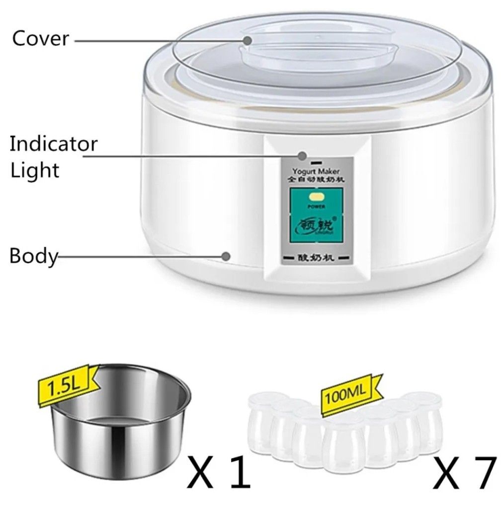 220V 1.5L Full Automatic Yogurt Maker Rice Wine Machine With 7 Glass ...