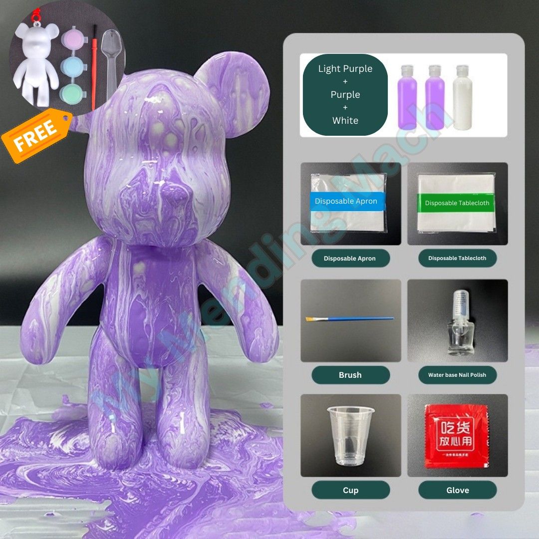 23cm Bear Brick DIY Fluid Painting Violent Bear model + Material Pack ...