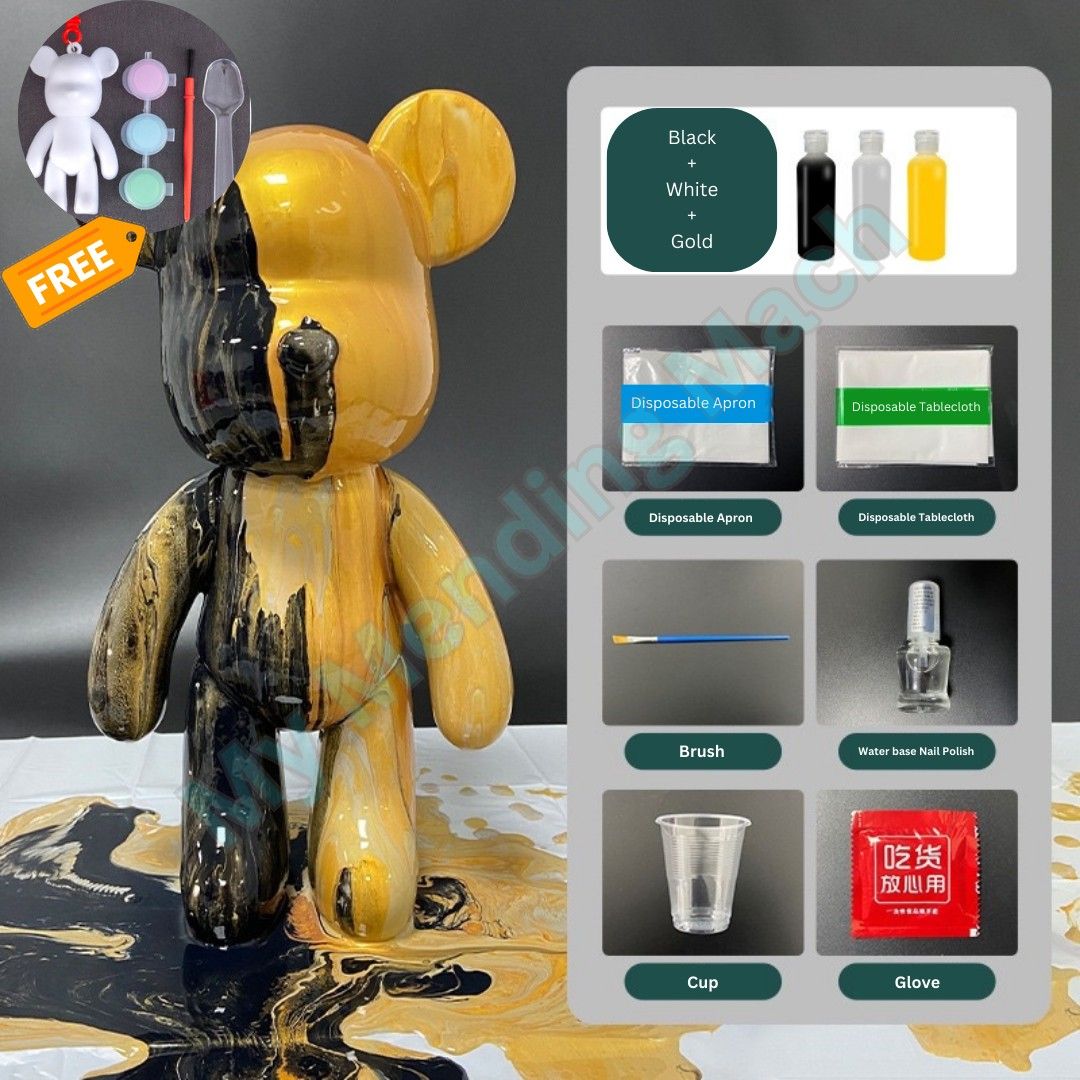 23cm Bear Brick DIY Fluid Painting Violent Bear model + Material Pack ...