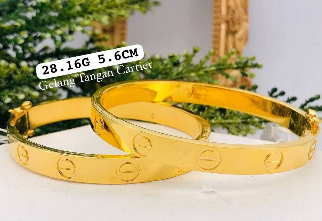 916 Gold CARTIER LEBAR Bangle, Men's Fashion, Watches & Accessories ...