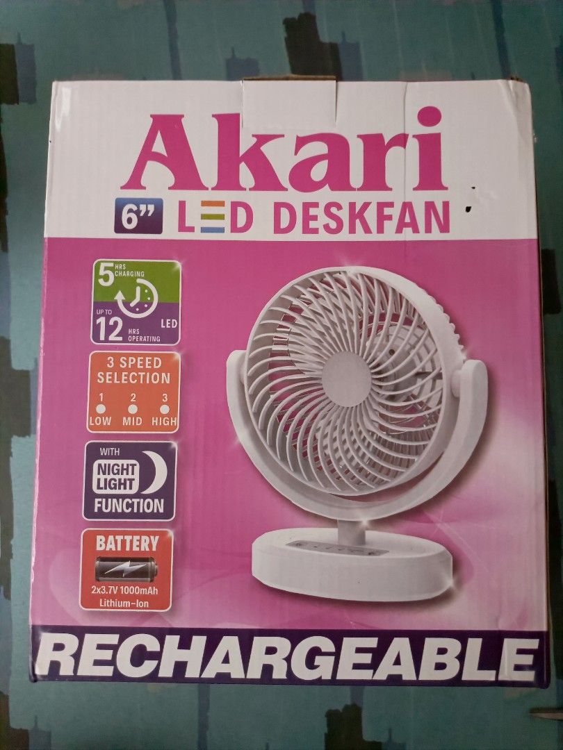 Akari 6" LED Deskfan, Furniture & Home Living, Lighting & Fans, Fans on ...