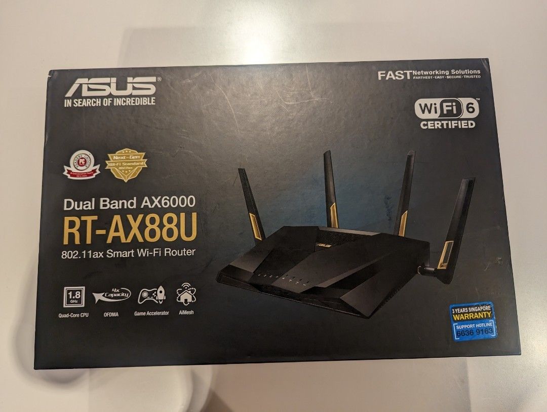 Asus Router RT- AX88U AX88U AX6000 802.11ax Wifi 6 Wi-fi 6, Computers ...