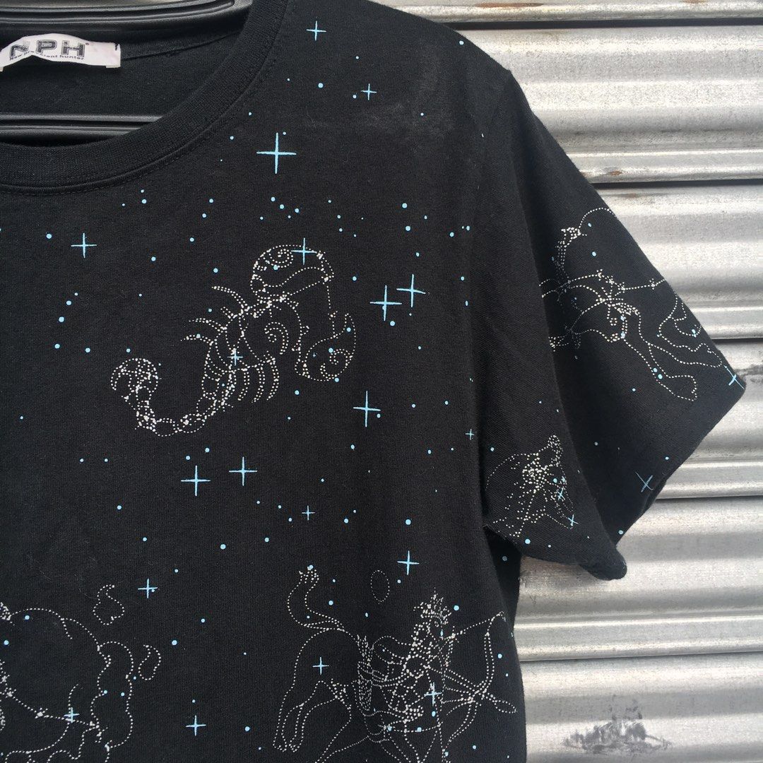 Zenaida Seva butuin constellation black zodiac sign graphic tee, Men's ...
