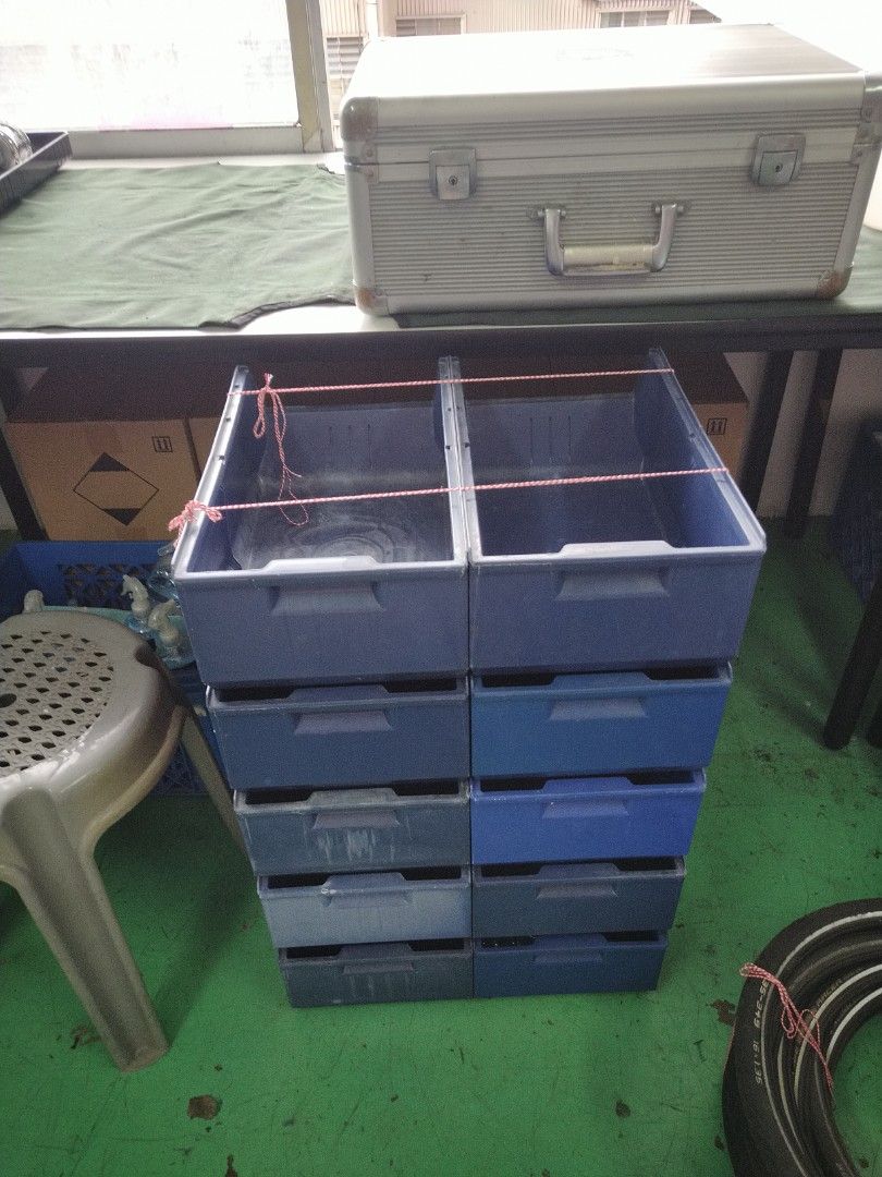 Blue Stackable Storage Boxes, Furniture & Home Living, Home Improvement ...