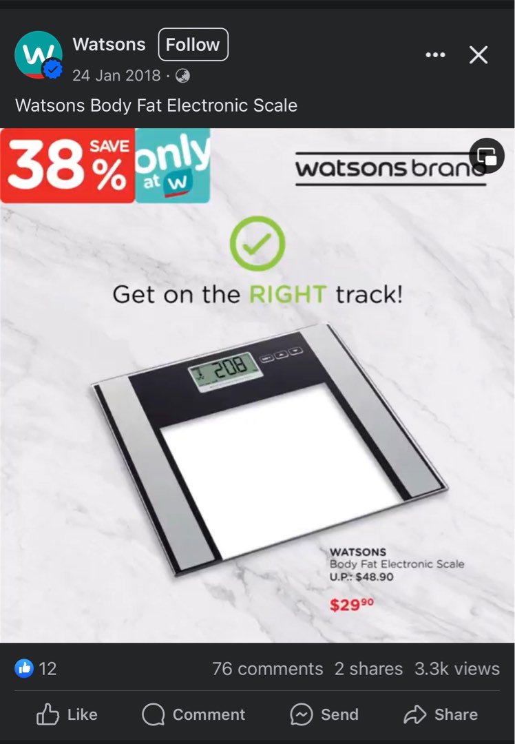 Brand new in box Watsons Body Fat Electronic Scale EF974, Health ...