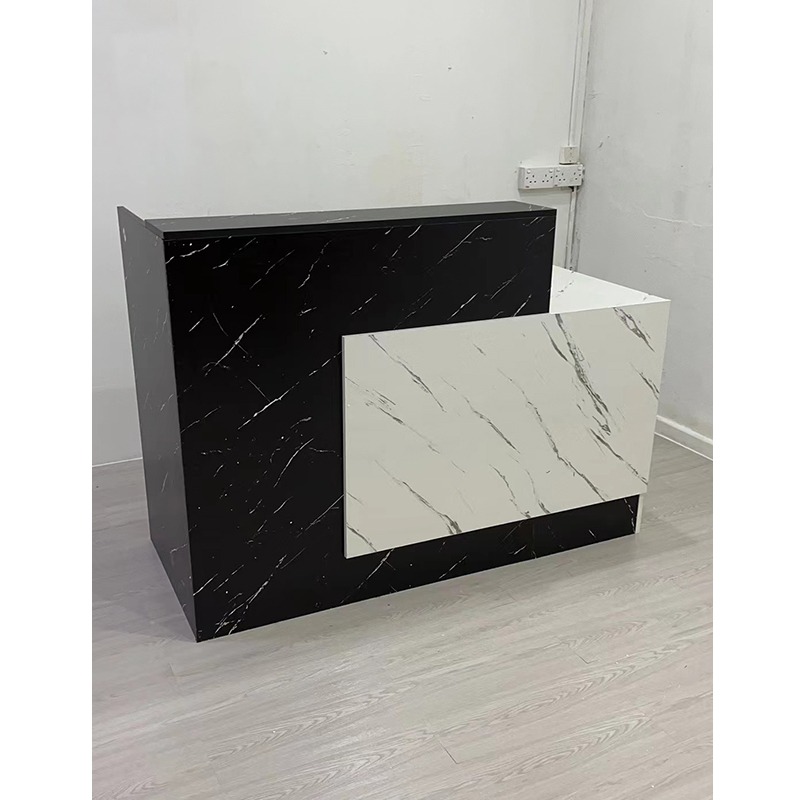 Cashier Counter Wooden Reception Desk Welcome Desk White with Black ...