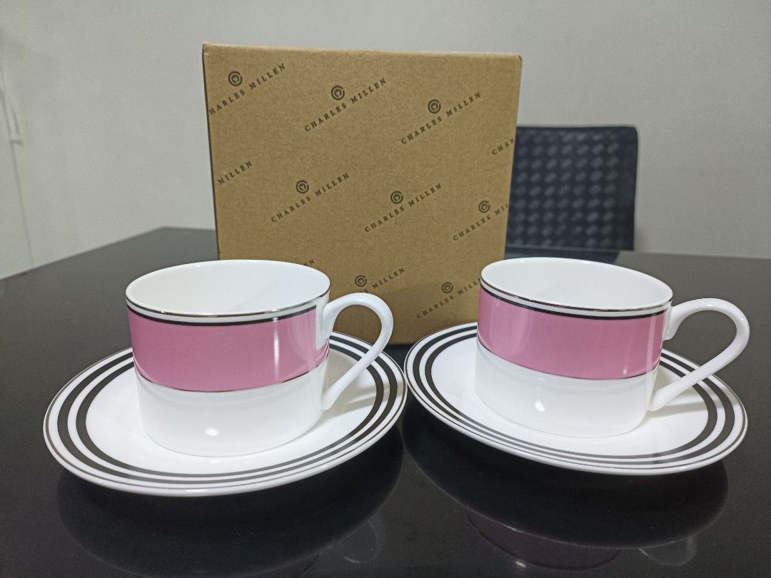 Charles Millen China Bone Cups & Saucer (2 sets), Furniture & Home ...