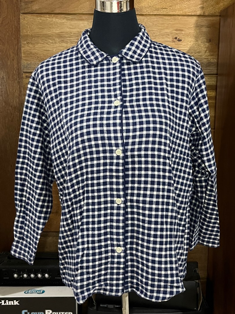 Checkered Blue and White Pajama Set, Women's Fashion, Undergarments ...