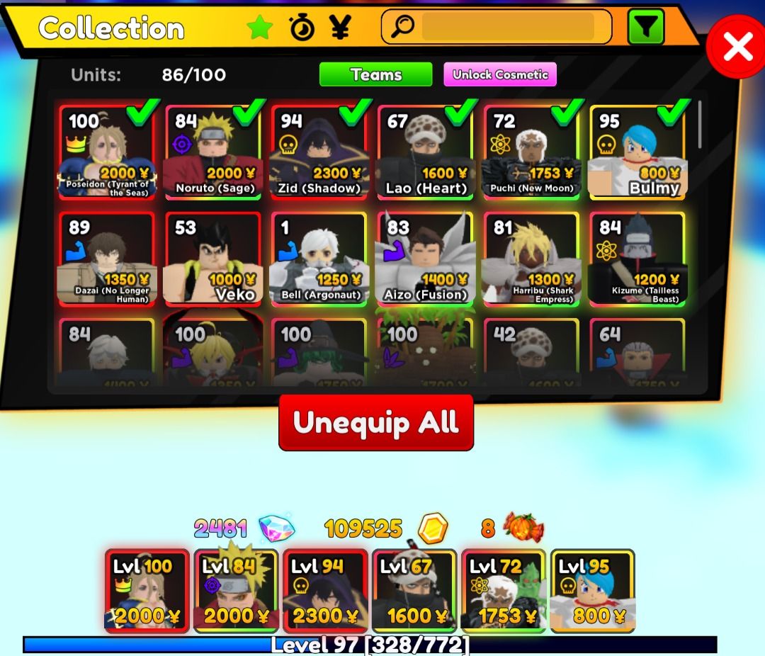 (29/12更新) 專賣Clean(沒綁電郵) 帳號!! Anime Adventures AA Roblox, 電子遊戲, 遊戲機配件 ...