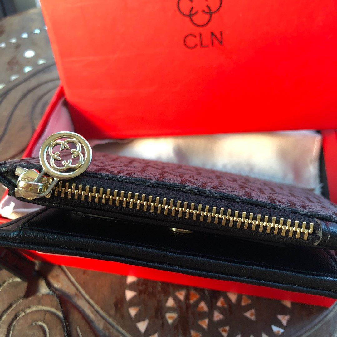 CLN thara woven black bi fold wallet, Luxury, Bags & Wallets on Carousell