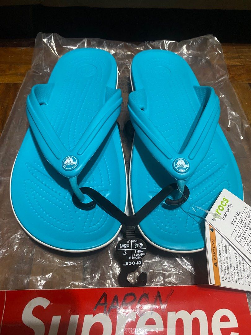 Crocs Flipband Teal Blue, Men's Fashion, Footwear, Slippers & Slides on ...