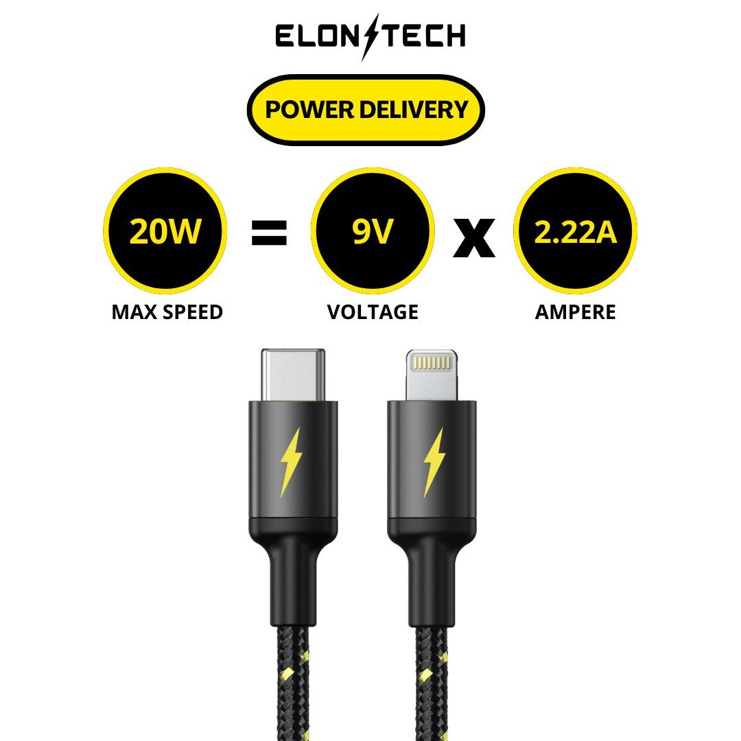 Elontech PowerBolt Apple Lightning Cable 20W (1M), Computers & Tech ...