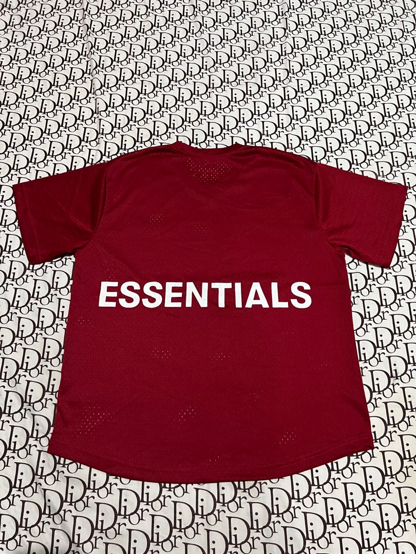 Essentials Fear of God Red Jersey, Luxury, Apparel on Carousell