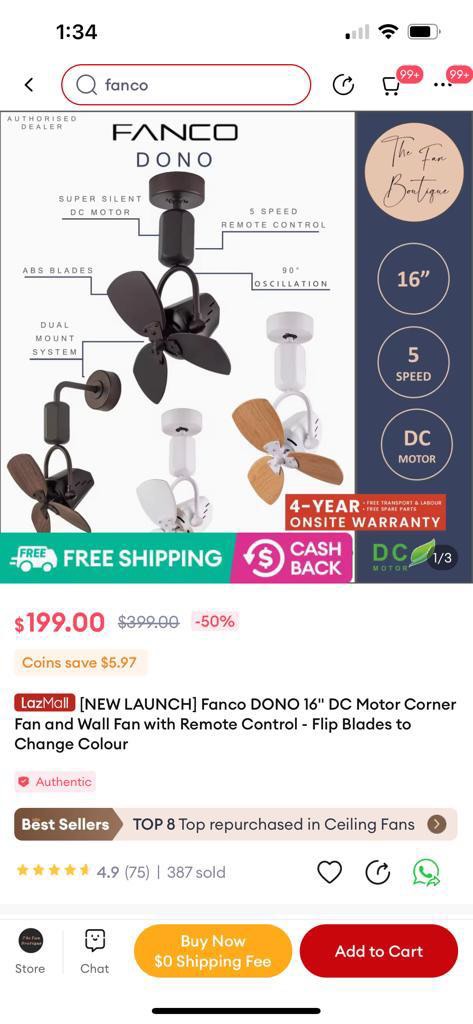Fanco Ceiling Fan, TV & Home Appliances, Other Home Appliances on Carousell