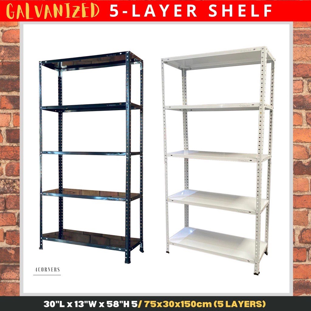 Galvanized Storage Shelf Rack 5 Layers (WHITE ONLY) — 2 racks available ...