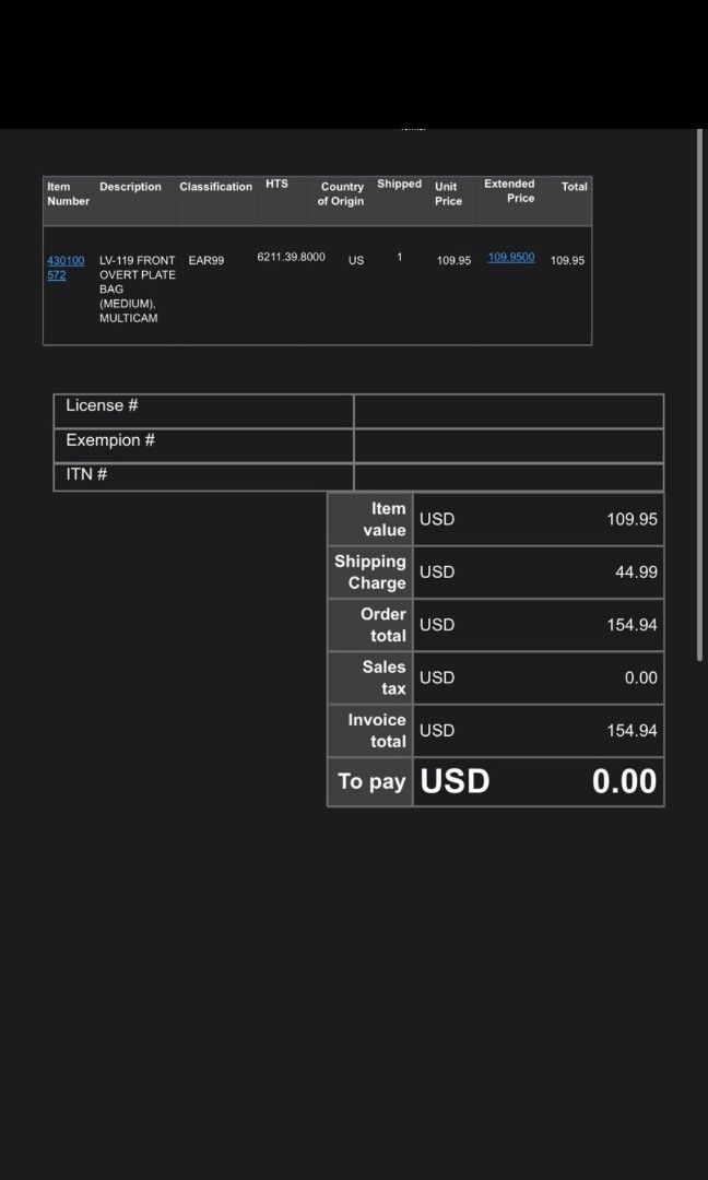 GENUINE Spiritus Systems LV119 Overt front plate bag Multicam, Sports ...