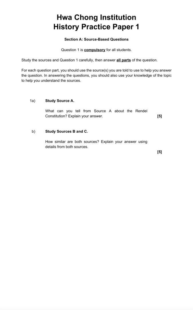 HCI Sec 1 History Practice Papers, Hobbies & Toys, Books & Magazines ...