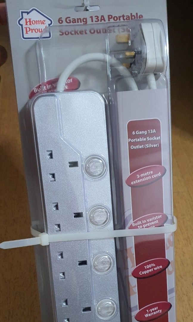 Home Proud 2 ADAPTERS 6 gang 13A Portable Socket outlet 3 meter ...