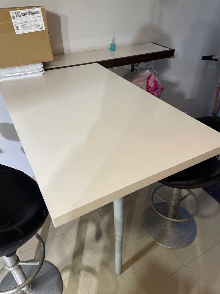 IKEA lINNMON table top with one extendable leg, Furniture & Home Living ...